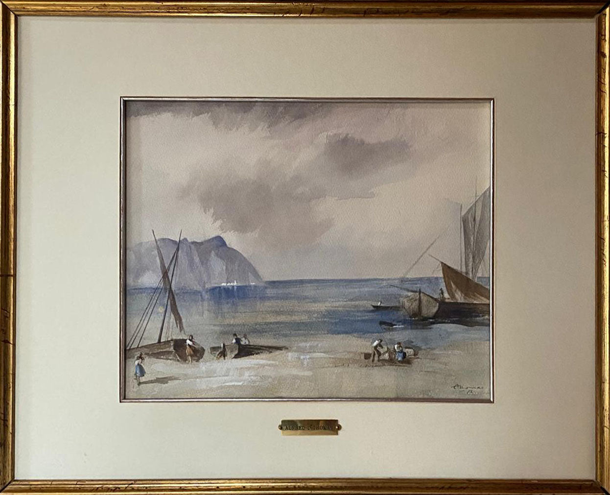 Alfred D. Thomas - Spiaggia con pescatori – Venderequadri